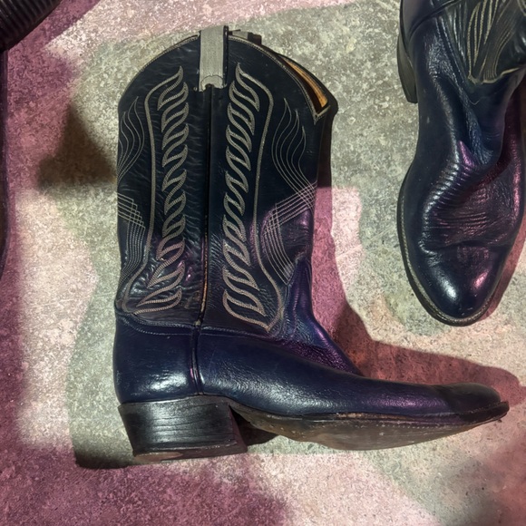 Tony Lama | Shoes | Vintage Tony Lama Dark Blue Western Boots | Poshmark